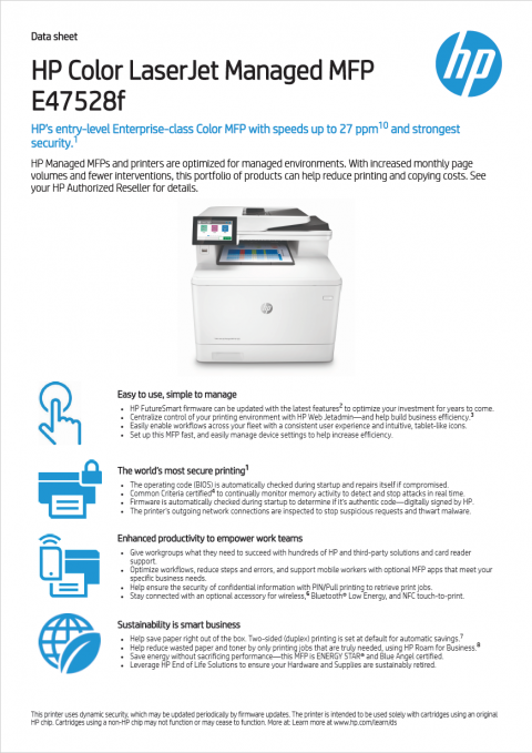 HP LaserJet Managed E47528f Colour A4 MFP | Global Office Machines