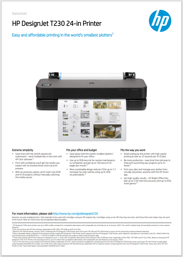 HP DesignJet T230 24-inch Printer (5HB07A) | GOM Australia